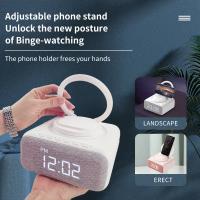 China 6 in 1 Bt Music Speakers With Lamp Wake up Light Alarm Clock Wireless Charger Stand Ideal for sale