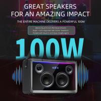 China HS01 100W Home Karaoke Speaker with Dual Wireless Microphones, Bluetooth 5.3 and RGB Lighting for sale
