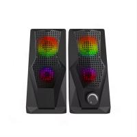 China Hot Sale Portable Computer Laptop 2.0 USB Speaker PC Accessories LED Lighting Mini Active Plastic Design DC Power AUX Audio Line for sale