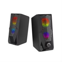 China Hot Sale Portable Computer Laptop 2.0 USB Speaker PC Accessories LED Lighting Mini Active Plastic Design DC Power AUX Audio Line for sale