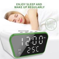 China Black Wireless Phone Charger With Alarm Clock , Qi Charger Clock For Airpods for sale