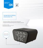 China Black Wireless Phone Charger With Alarm Clock , Qi Charger Clock For Airpods for sale
