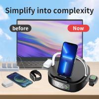 China Multifunctional Qi Alarm Table Clock With Wireless Charger  5 In 1 for sale