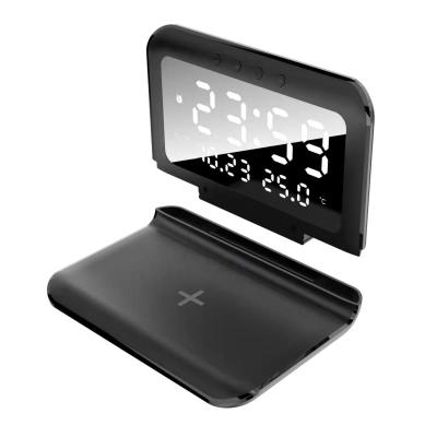 China Oem  Qi Standard Wireless Phone Charger Alarm Clock With Charging Pad  Powerful for sale