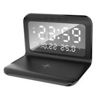 China Oem  Qi Standard Wireless Phone Charger Alarm Clock With Charging Pad  Powerful for sale