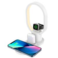 China Multifunctional Fast Qi LED Lamp , 3 In 1 Night Lamp Wireless Charger for sale