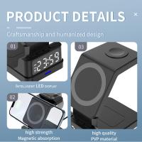 China Foldable  Clock Wireless Phone Charger , 4 In 1 Fast Wireless Charger 15W for sale