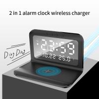 China LED Display 4 In 1 Qi Wireless Charger , Wireless Phone Charger With Clock 15w for sale