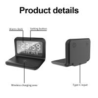 China Custom Logo Wireless Phone Charger Clock , LED  Digital Clock With Charging Pad for sale