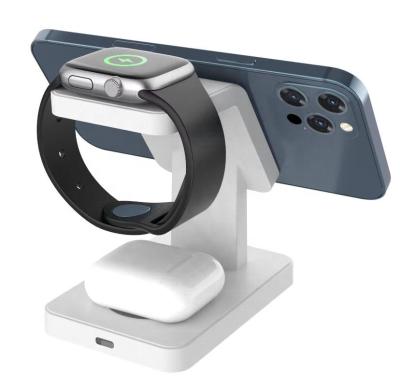 China Custom Logo Wireless Magnetic Phone Charger 3 In 1  Magsafing for sale