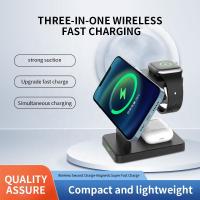 China Custom Logo Wireless Magnetic Phone Charger 3 In 1  Magsafing for sale