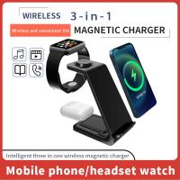 China Multifuncion Qi 3 In 1 15w Wireless Charger For Iphone Iwatch Phone Stand Type for sale