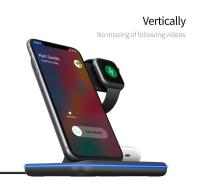 China Silicone Qi 3 In 1 Wireless Charger , Portable Wireless Phone Charger Stand 15w for sale