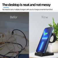 China Portable 3 In 1 Multifunctional Wireless Charger Qi 15w Fast Charging for sale