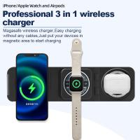 China White ABS Magnetic Multiple Iphone Wireless Charging Station 3 in 1 for sale