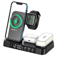 China ABS Material 5 In 1 Wireless Charger , Wireless Charger Clock With LED Indicator for sale