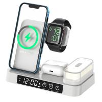 China ABS Material 5 In 1 Wireless Charger , Wireless Charger Clock With LED Indicator for sale