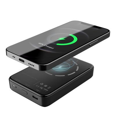 China Qi Certified 15Watt Iphone 12 Magsafe Compatible Wireless 5000mah Power Bank for sale