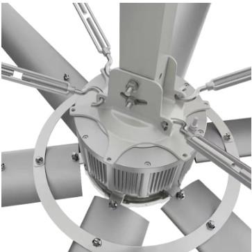 China 12ft to 24ft HVLS Industrial Ceiling Fan with 360° Rotation - 0.66KW to 1.3KW Power, 4522-15197 m³/min Airflow for sale