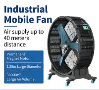 China 1.35m Mobile HVLS Industrial Big Drum Fan with PMSM Motor 220V 0.55kW for Gym for sale