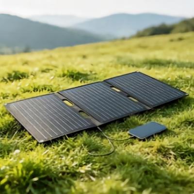 China Solar charging panel with USB + Type-C output for outdoor camping and vehicle use for sale
