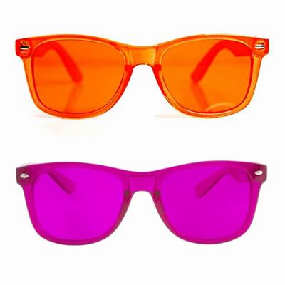 China Hard Plastic Frame Sunglasses Colored Lens Colour Therapy Glasses for sale