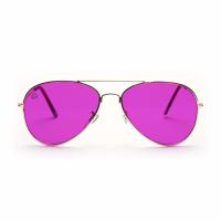 China Aviator Magenta Vintage Retro Gold Metal Frame Eyeglasses With Tint for sale