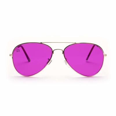 China Aviator Magenta Vintage Retro Gold Metal Frame Eyeglasses With Tint for sale