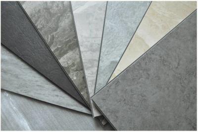 China 4.0*0.3mm Solid Plastic SPC Grey Vinyl Floor Tiles for sale