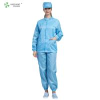 China ESD Anti Static Garment Jacket Pants Set 108gsm Polyester Conductive Thread Cleanroom Uniform for sale