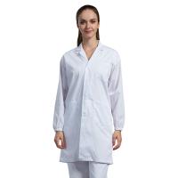China ESD Anti Static Clean Room Lab Coat 100% Polyester White with Pen Holder 108 GSM for sale
