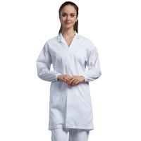 China ESD Anti Static Clean Room Lab Coat 100% Polyester White with Pen Holder 108 GSM for sale