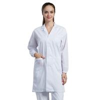 China ESD Anti Static Clean Room Lab Coat 100% Polyester White with Pen Holder 108 GSM for sale