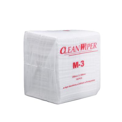 China Industrial Paper Clean Room Wipes Lint Free Nonwoven White 25cm x 25cm 100pcs per Bag for sale