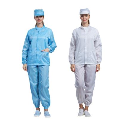China ESD Anti Static Cleanroom Jacket 100D Polyester Work Uniform for Pharmaceutical Food Industry for sale