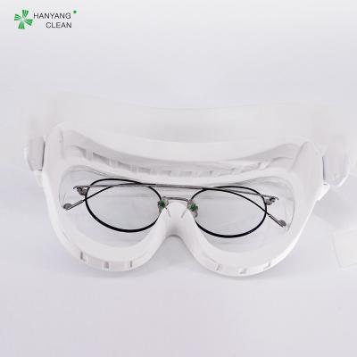 China Pharmaceutical GMP Cleanroom Autoclavable Goggles Silicone Elastic Band 101.8g 2.0mm Lens for sale