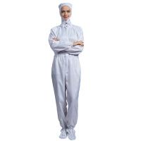 China Unisex Antistatic Cleanroom Suit 4XL Autoclavable ESD Coverall 98% Polyester 2% Conductive Fiber Blue White for sale