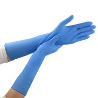 China 16 Inch Cleanroom Nitrile Gloves Disposable Powder Free Latex Free Industrial Grade Blue White S M L for sale
