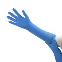 China 16 Inch Cleanroom Nitrile Gloves Disposable Powder Free Latex Free Industrial Grade Blue White S M L for sale