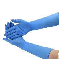 China 16 Inch Cleanroom Nitrile Gloves Disposable Powder Free Latex Free Industrial Grade Blue White S M L for sale