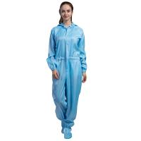 China H-1123 ESD Safety Coverall 98% Polyester 2% Conductive Fiber 10^6-10^9 Ohm for sale