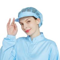 China KL-3011 Breathable Food Processing Hat Polyester Cotton Mesh Dustproof One Size Fits All Blue White for sale