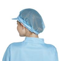 China KL-3011 Breathable Food Processing Hat Polyester Cotton Mesh Dustproof One Size Fits All Blue White for sale