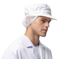 China White Dustproof Hat with Polyester Cotton Mesh for Food Factory Safety Hood for sale