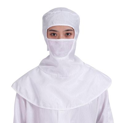 China KL-3016TQ Anti-Static ESD Working Cap with Breathable Mask Cleanroom Shawl Hood 100% Polyester for sale