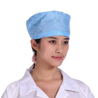 China ESD Anti Static Polyester Cotton Cap Machine Washable for Food Factory Cleanroom for sale