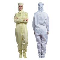 China Antistatic ESD Cleanroom Coverall 99% Polyester 1% Conductive Fiber S to 4XL for sale