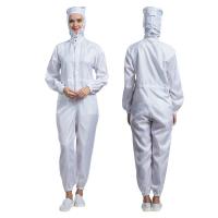 China Dustproof ESD Cleanroom Coverall 99% Polyester 1% Conductive Fiber S-4XL for sale