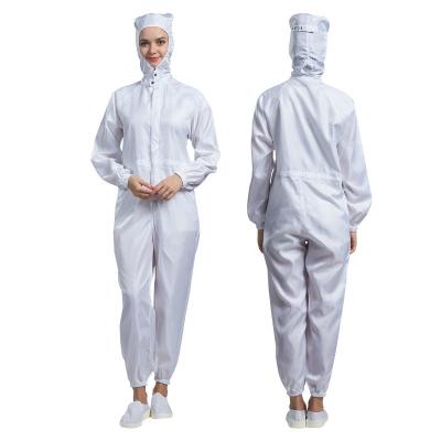 China Dustproof ESD Cleanroom Coverall 99% Polyester 1% Conductive Fiber S-4XL for sale