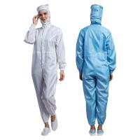 China Class 100 1000 Cleanroom Suit 75D Stripe Fabric S-4XL Sizes Anti-Static Dustproof for Factory Workshop for sale